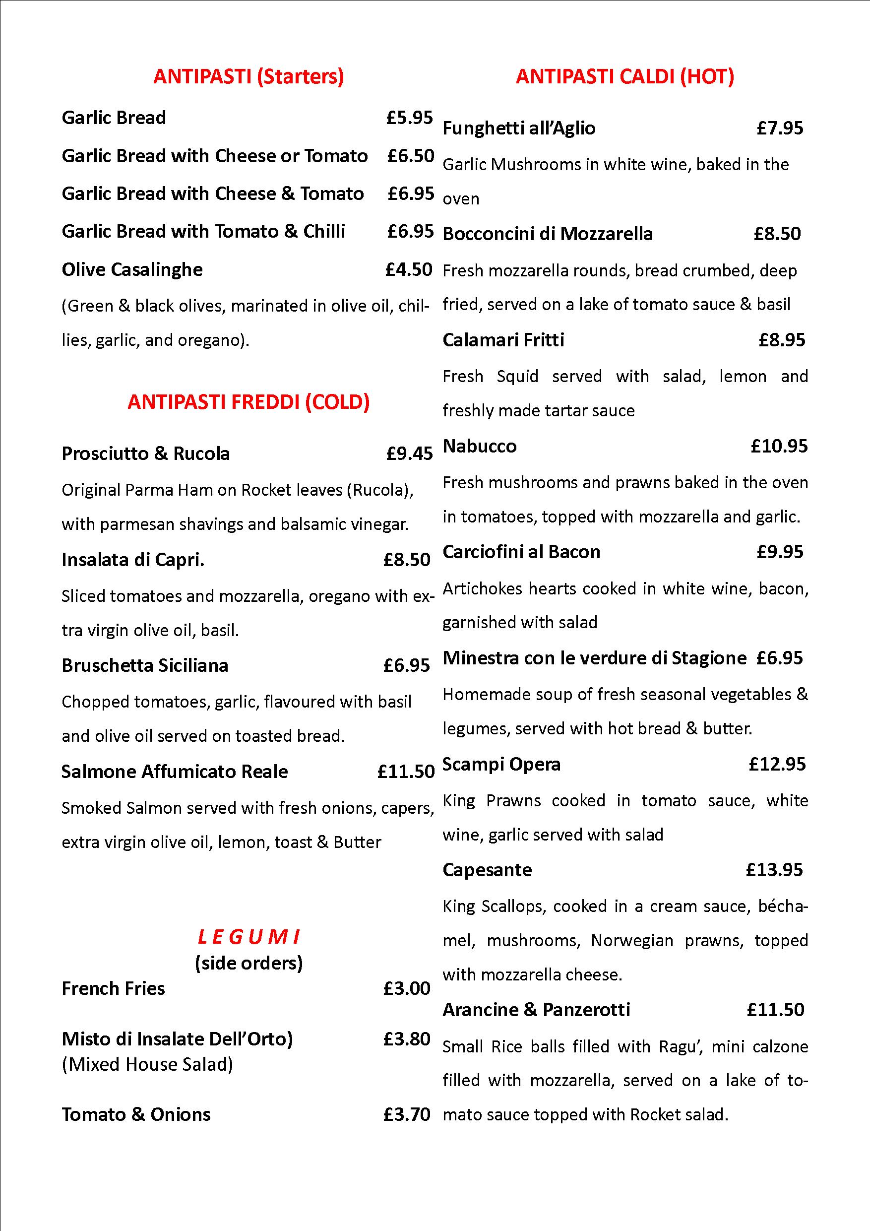 Antipasti - OPERA RESTAURANT